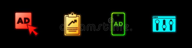 Set Advertising, Clipboard with Graph Chart, and Browser Setting Icon ... Set Advertising, Clipboard with Graph Chart, and Browser Setting Icon ...