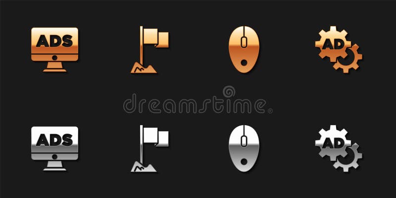 Set Advertising, Location Marker, Computer Mouse and Icon. Vector Stock ... Set Advertising, Location Marker, Computer Mouse and Icon. Vector Stock ...