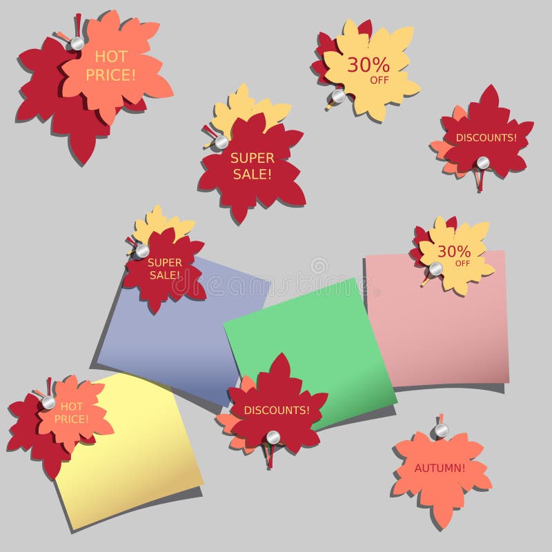 Set of Advertising Stickers with Autumn Leaves Stock Vector ...