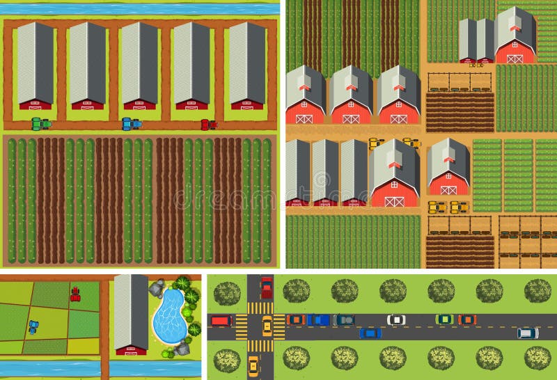 Aerial View Farm Cartoon Stock Illustrations – 50 Aerial View Farm ...
