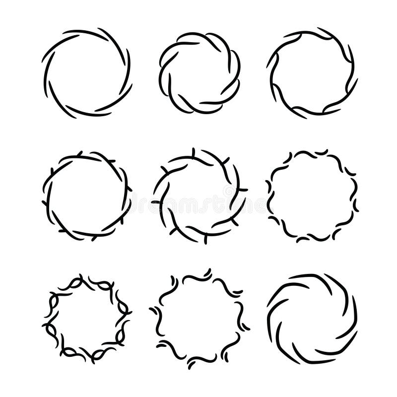 Set of Aesthetic Abstract Round Frame Art Decoration Stock Illustration ...