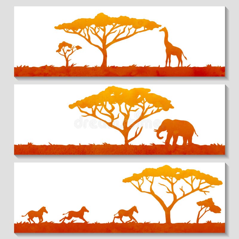 Set of African banners stock vector. Illustration of silhouette - 42980203