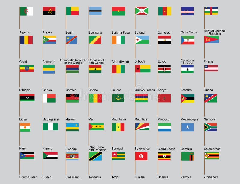 Set Of Flags Of All African Countries Stock Vector Illustration Of
