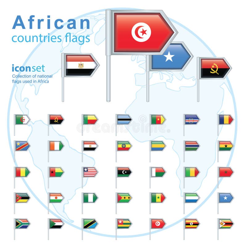 Set of African Flags, Vector Illustration. Stock Vector - Illustration ...