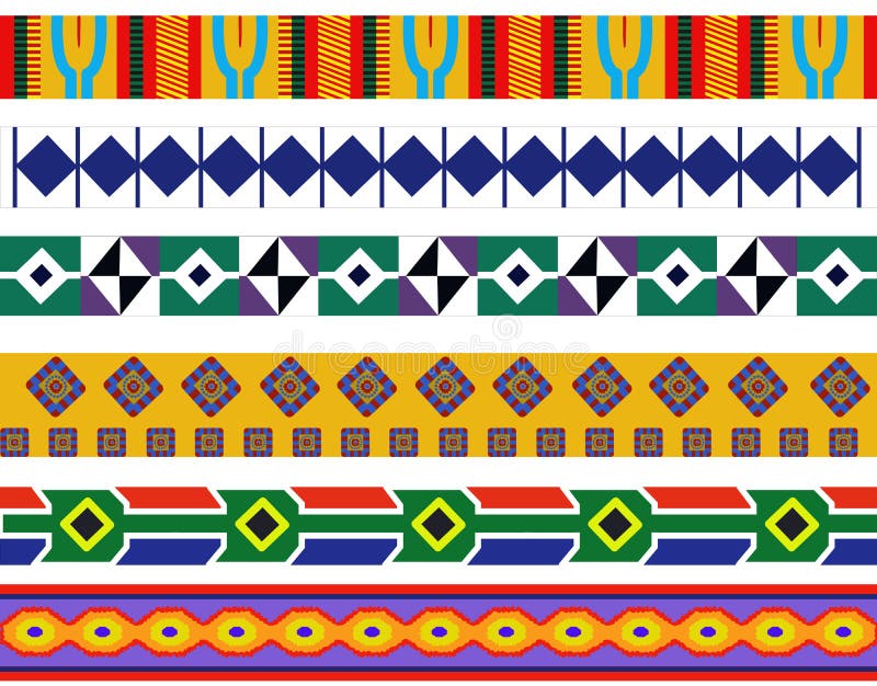 A Set of African Pattern Designs Stock Illustration - Illustration of ...
