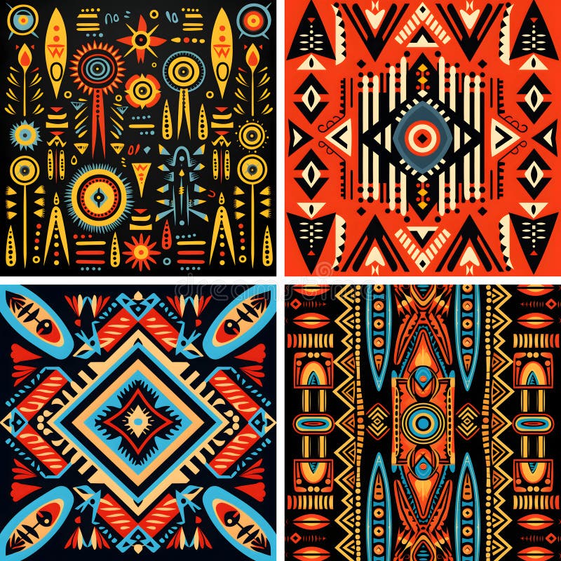 Set of African pattern stock illustration. Illustration of geometric ...