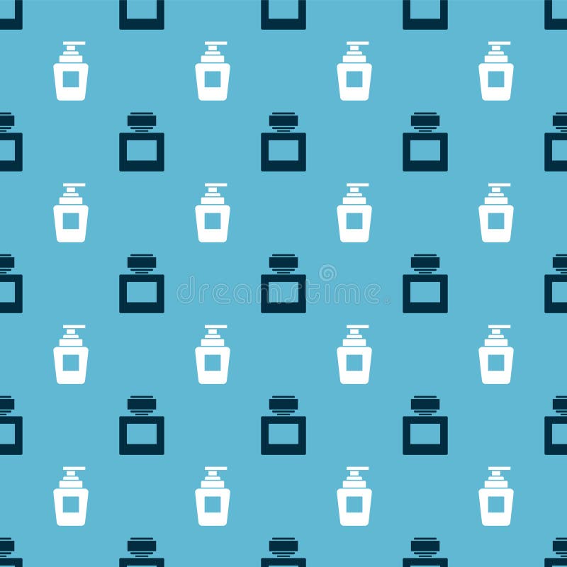 Set Aftershave and Bottle of Shampoo on Seamless Pattern. Vector Stock ...