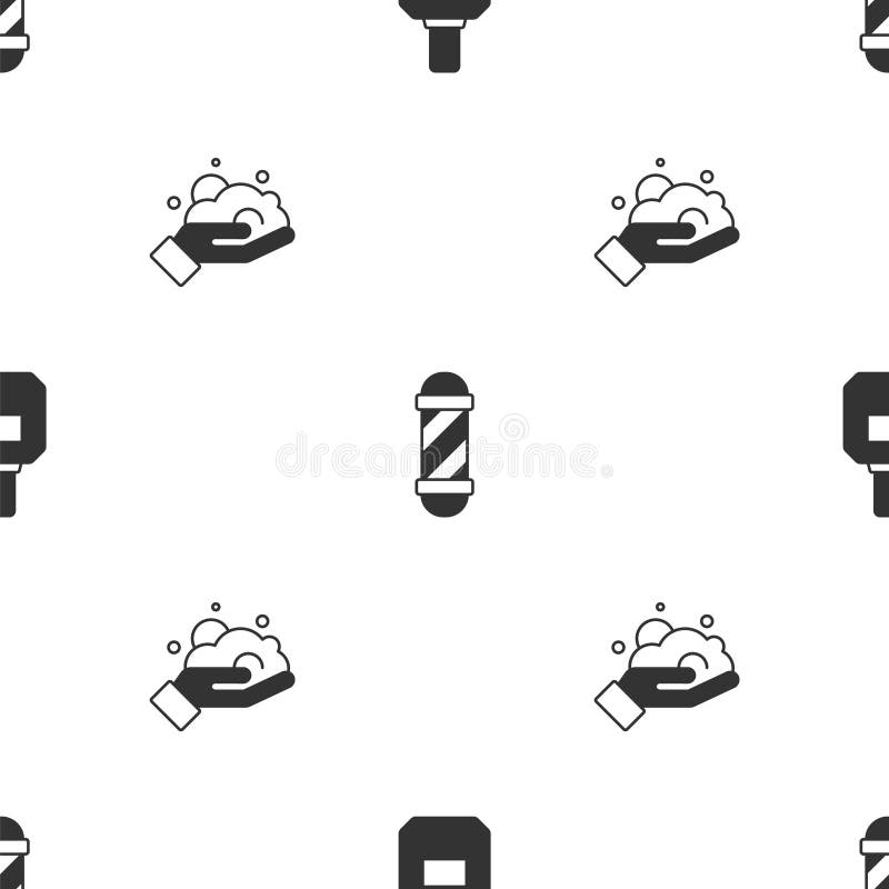 Set Aftershave, Classic Barber Shop Pole and Shaving Foam on Hand on ...