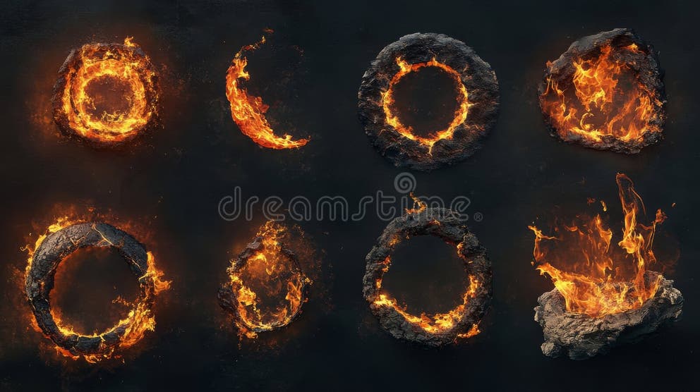 Set Against a Black Backdrop, the Fire Trails and Smoke Clouds from a ...