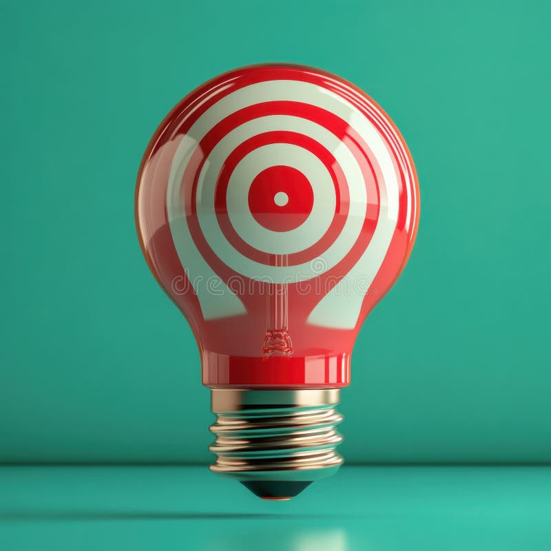 Set Against a Teal Background, a Red Lightbulb Featuring a Glowing ...
