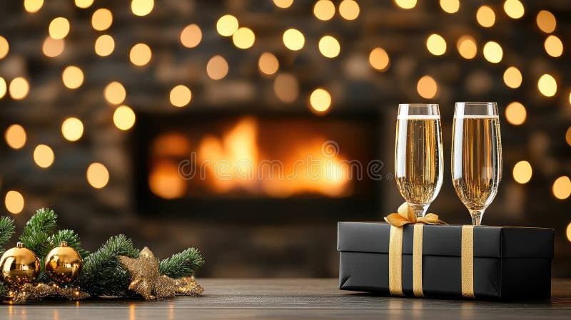 Set Against a Warm Open Fire, a Thin Black Box and Sparkling Champagne ...