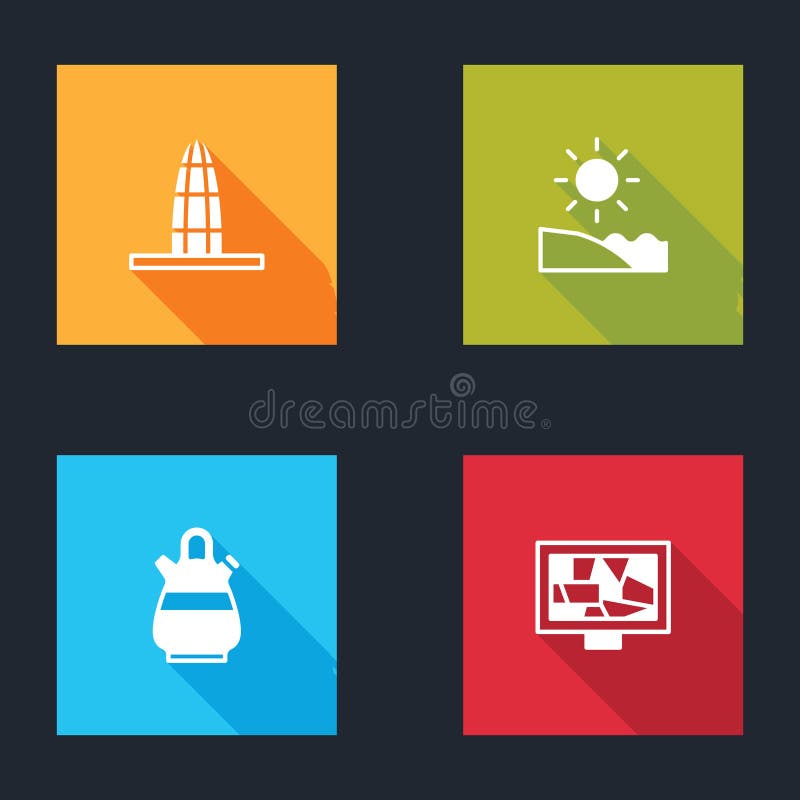 Set Agbar Tower Beach Sangria Pitcher E Icono De Imagen Art. Vector ...