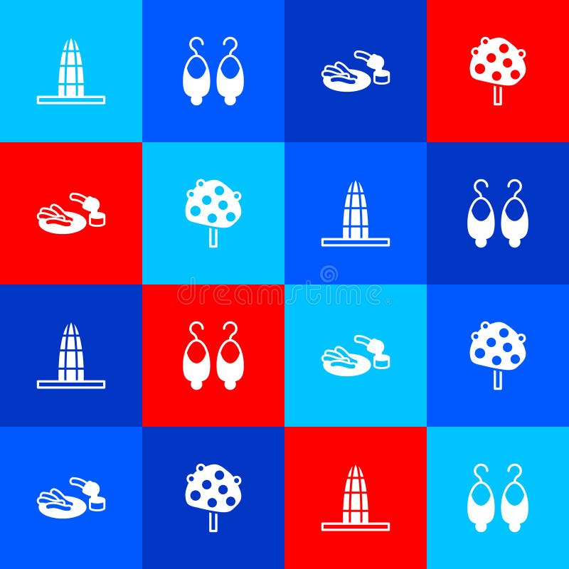 Set Agbar Tower, Earrings, Churros and Chocolate and Orange Tree Icon ...