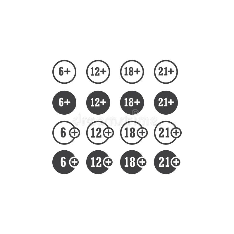 Set of Age Restriction, Age Limit Warning. Vector Icon Template Stock ...