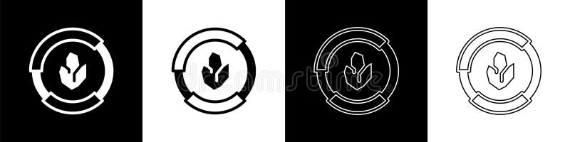 Set Agricultural Soil Test and Results Icon Isolated on Black and White ...