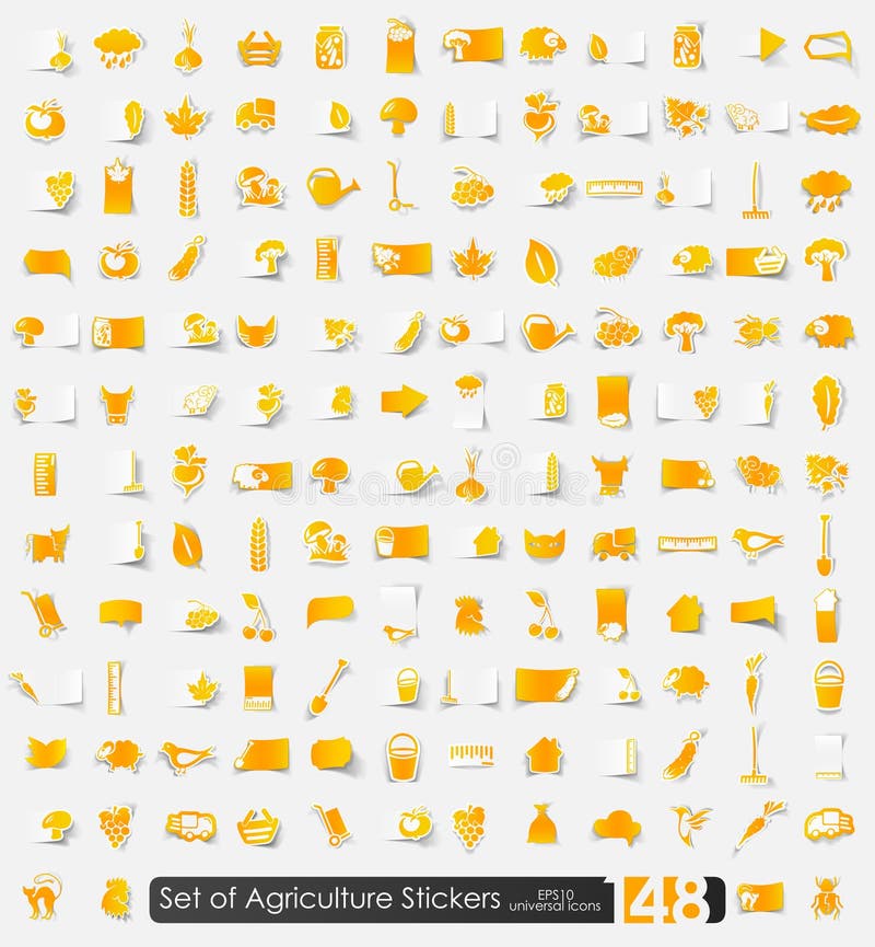 Set of Agriculture Stickers Stock Vector - Illustration of pictogram ...