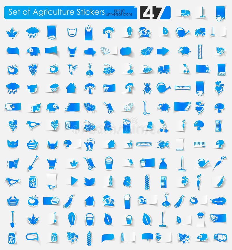 Set of Agriculture Stickers Stock Vector - Illustration of farmer ...