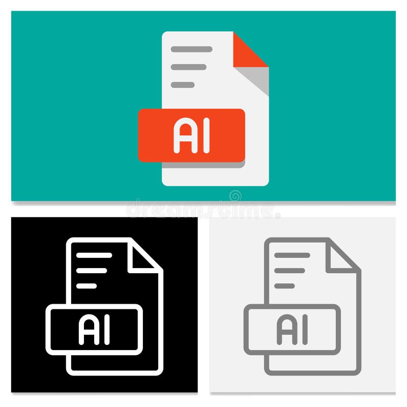 Set of Ai File Format Icons in Flat Style. Multipurpose File Type Flat ...