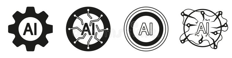 Artificial Intelligence Set of Vector Logos. Artificial Intelligence ...