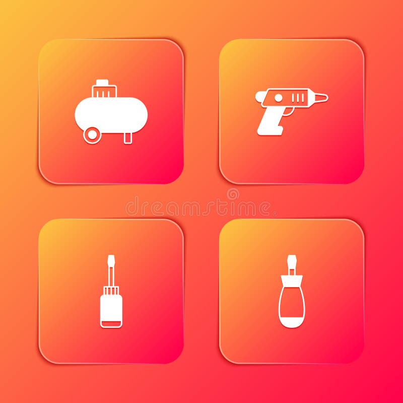 Set Air Compressor, Electric Cordless Screwdriver, Screwdriver and Icon ...