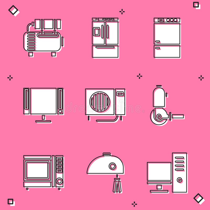 Set Air Compressor, Refrigerator, Smart Tv, Conditioner and Angle ...