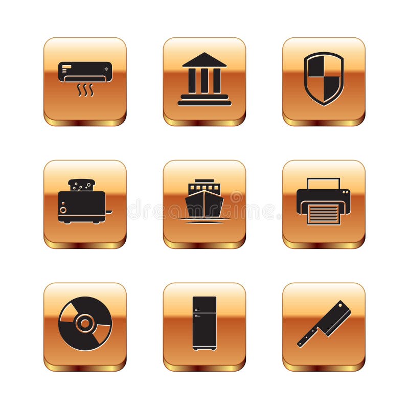 Set Air Conditioner, CD or DVD Disk, Refrigerator, Ship, Toaster with ...