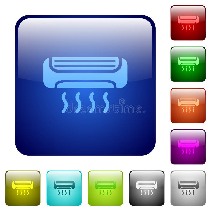 Color Air Conditioner Square Buttons Stock Vector - Illustration of ...