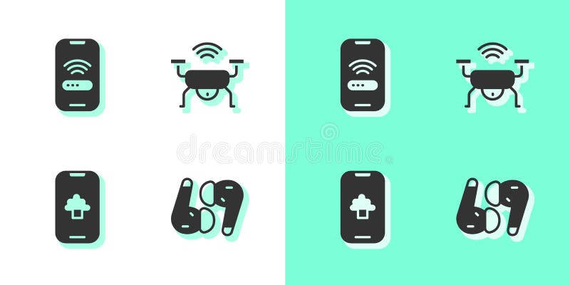 Set Air Headphones, Mobile with Wi-fi Wireless, Cloud Technology Data ... Set Air Headphones, Mobile with Wi-fi Wireless, Cloud Technology Data ...