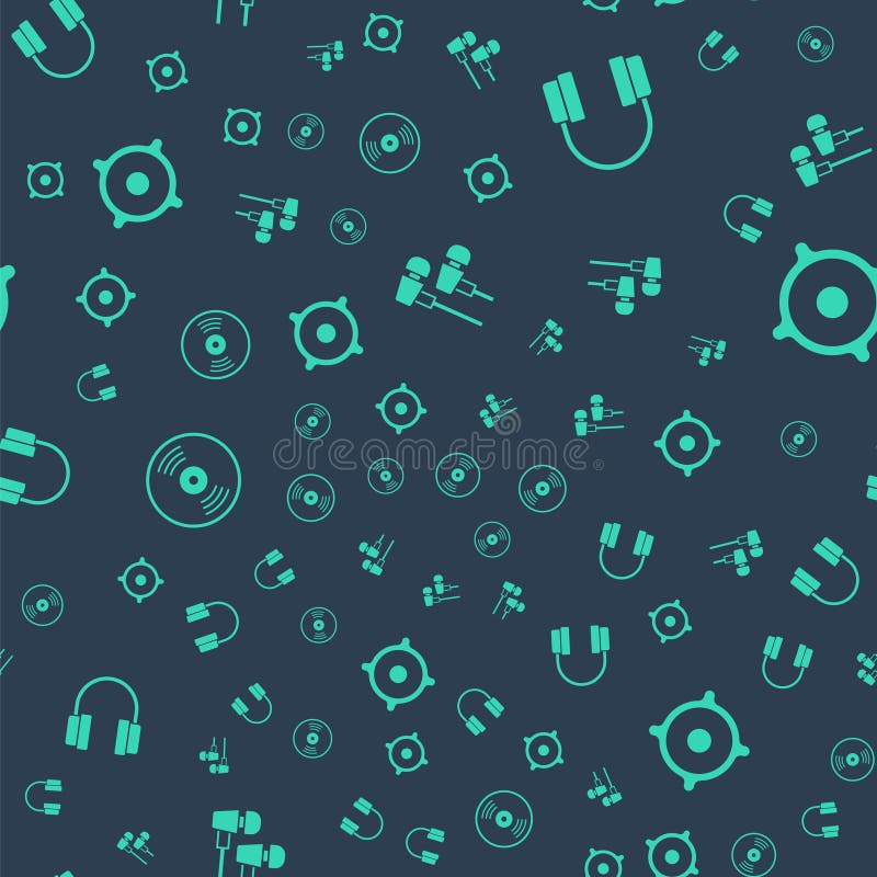 Set Air Headphones, Headphones, Vinyl Disk and Stereo Speaker on ...