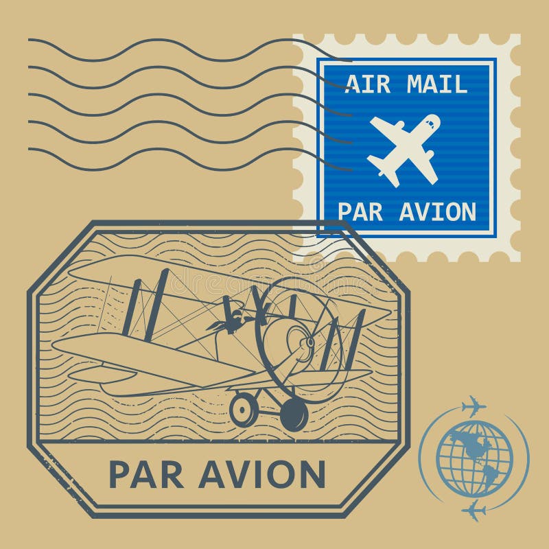 Set of air mail symbols stock vector. Illustration of mail - 60415590