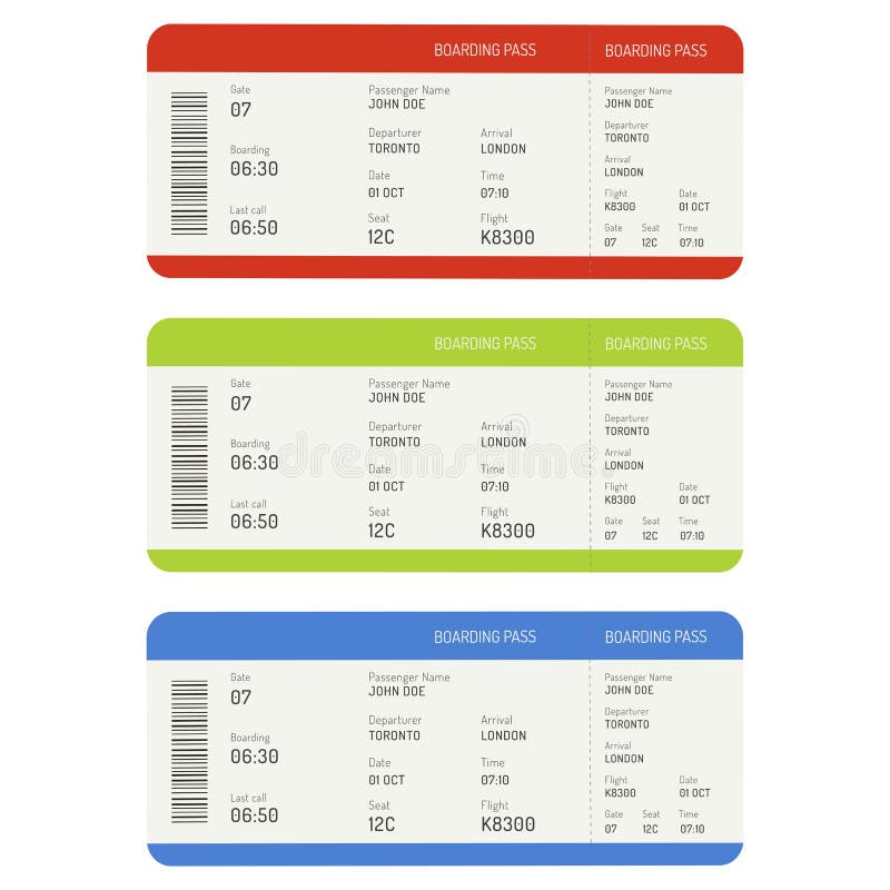 Set of Airline Boarding Pass Stock Vector - Illustration of boarding ...