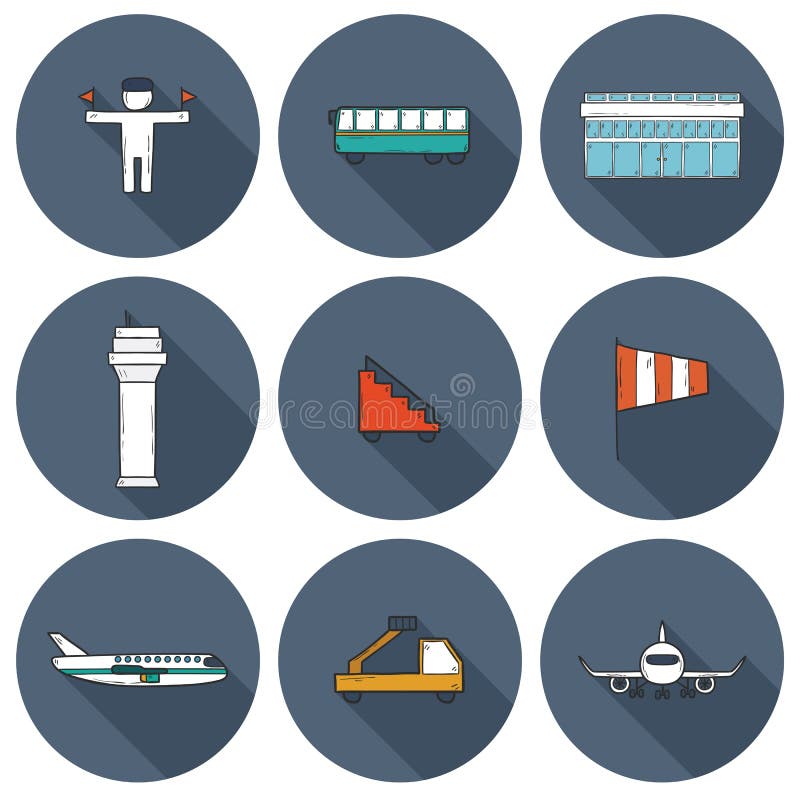 Set of airport icons stock vector. Illustration of infochart - 64943075