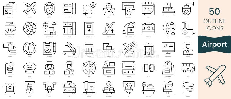 Set of Airport Icons. Thin Linear Style Icons Pack Stock Vector ...