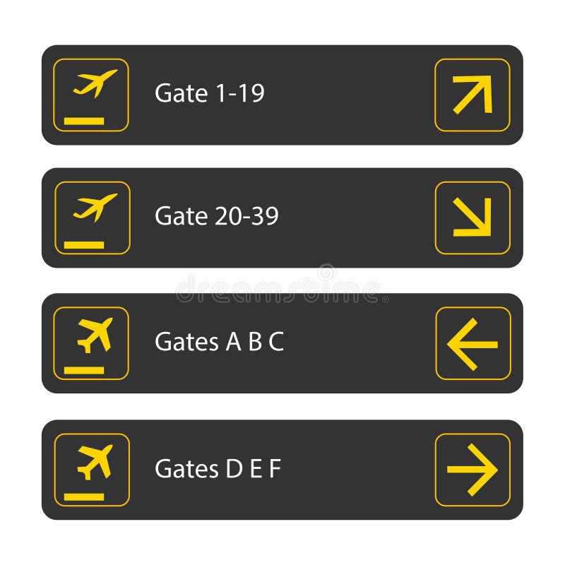 Set of Airport Signs Icon Vector Illustration Vol 03 Stock Vector ...