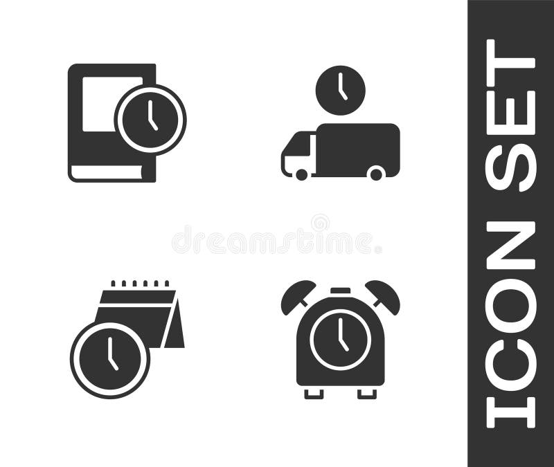 Set Alarm Clock, Time for Book, Calendar and and Delivery Time Icon ...