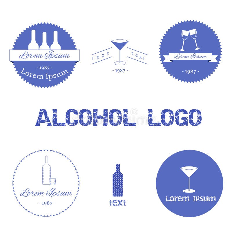Set of alcohol logos stock vector. Illustration of emblem - 48670514