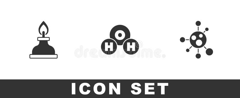 Set Alcohol or Spirit Burner, Chemical Formula for H2O and Molecule ...