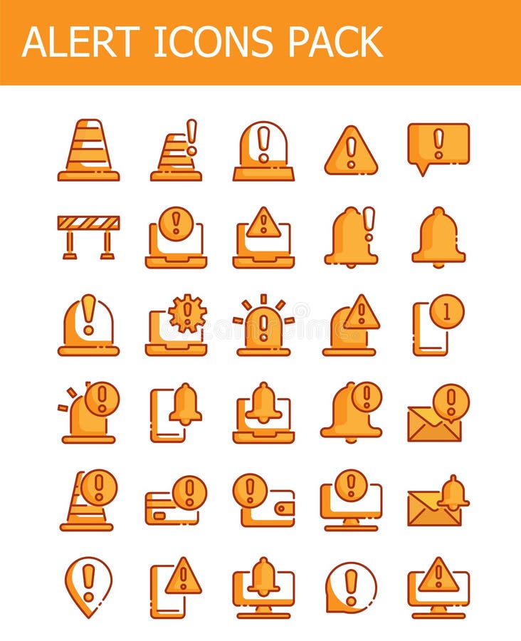 Set of 30 Alert, Warning Icons Pack Stock Vector - Illustration of ...