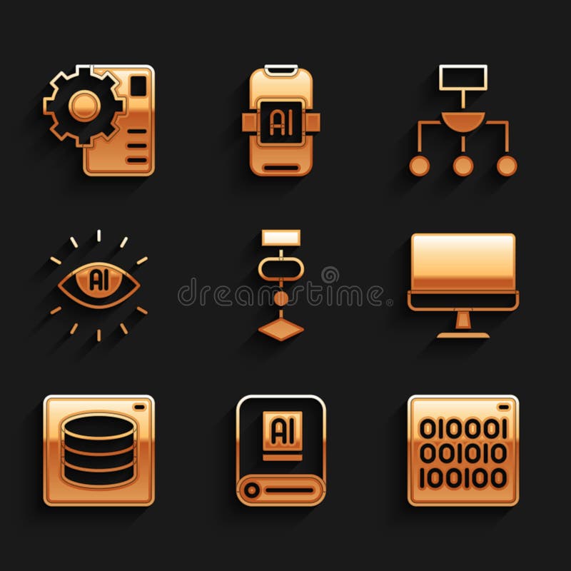 Set Algorithm Artificial Intelligence Ai Binary Code Computer Monitor Server Data And