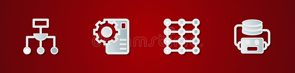 Set Algorithm Neural Network And Artificial Intelligence Robot Icon