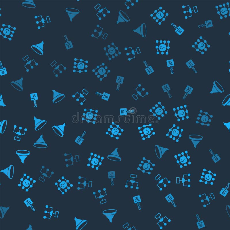 Set Algorithm Neural Network Binary Code And Funnel Filter On Seamless Pattern Vector Stock