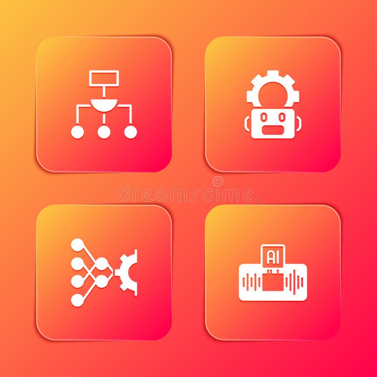 Set Algorithm, Robot Setting, Neural Network and Artificial Intelligence AI Icon. Vector Stock ...