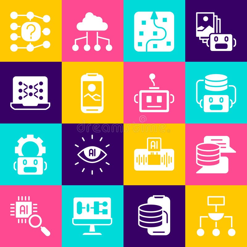 Set Algorithm Server Data Funnel Filter And Binary Code Icon Vector 6730