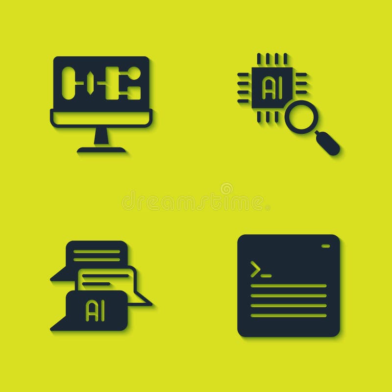Set Algorithm Web Developer Programming Code Chat Bot And Processor Cpu Icon Vector Stock