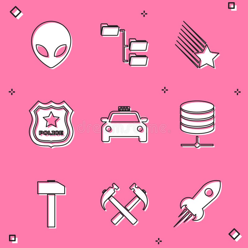 Set Alien, Folder Tree, Falling Star, Police Badge, Taxi Car and Server ... Set Alien, Folder Tree, Falling Star, Police Badge, Taxi Car and Server ...
