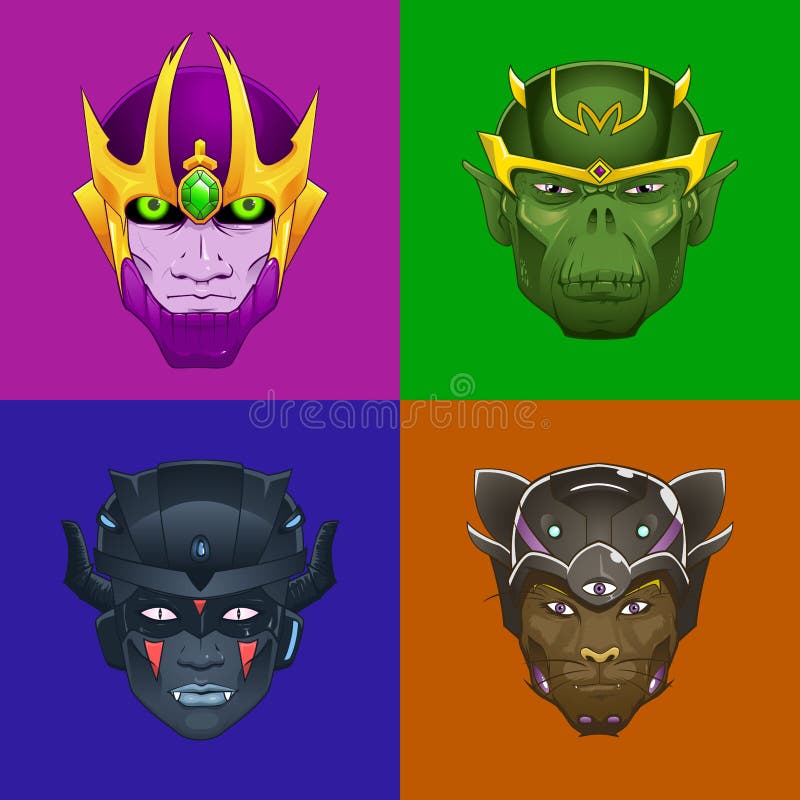 Set of alien head stock vector. Illustration of fantasy - 127970161