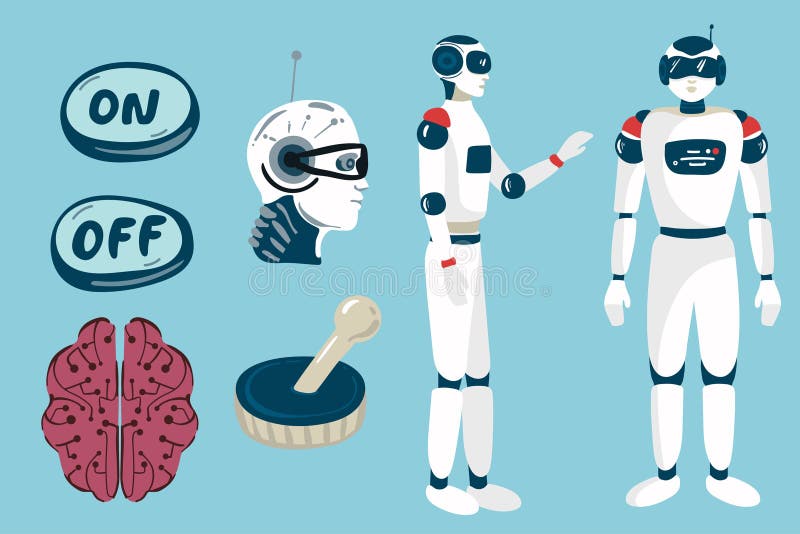 Set of Alien Robots, Future Technology Cartoon Characters. Robotic Life ...