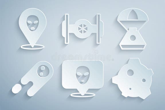 Set Alien, Space Capsule, Comet Falling Down Fast, Asteroid, Cosmic ...
