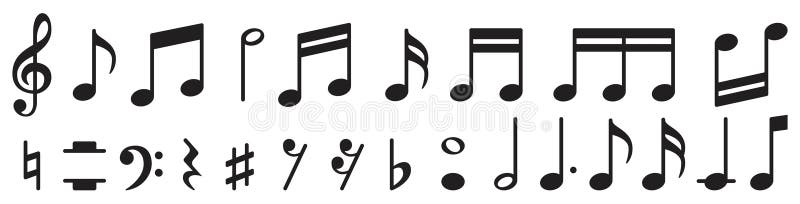 Set of All Music Notes Symbols, Flat Design Vector Illustration Stock ...
