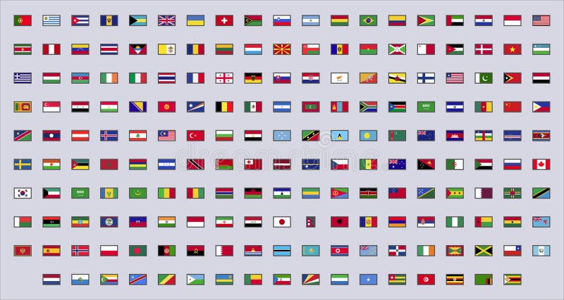 Set of All Official National Flags of the World Illustration Vector ...